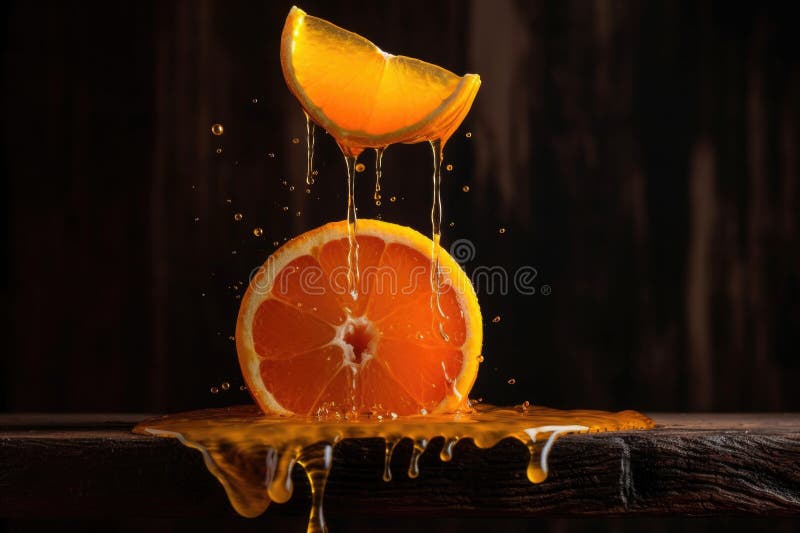 Orange Juice Dripping from a Sliced Orange Stock Illustration ...