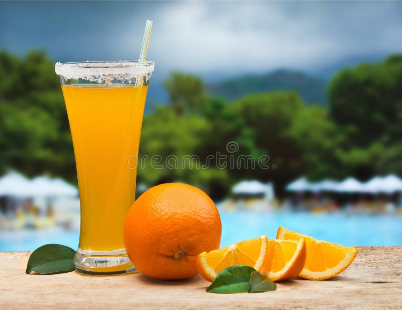 Orange Juice in a Glass on a Table Stock Image - Image of delicious ...