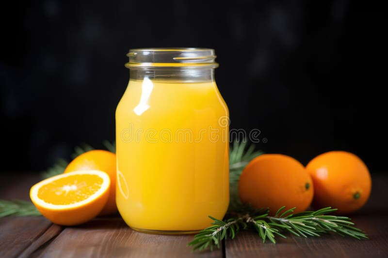 Orange Juice Inside a Glass Jar on a Table Stock Illustration ...
