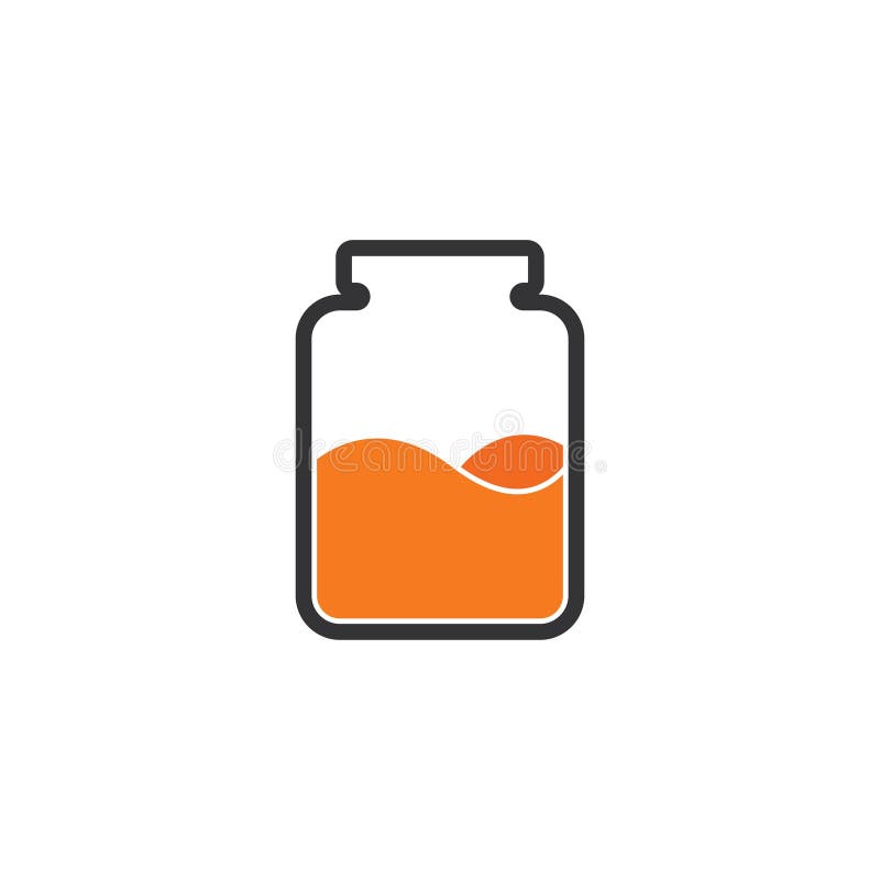 Orange Juice with Mason Jar Freesh Drink Logo Vector Icon Illustration ...