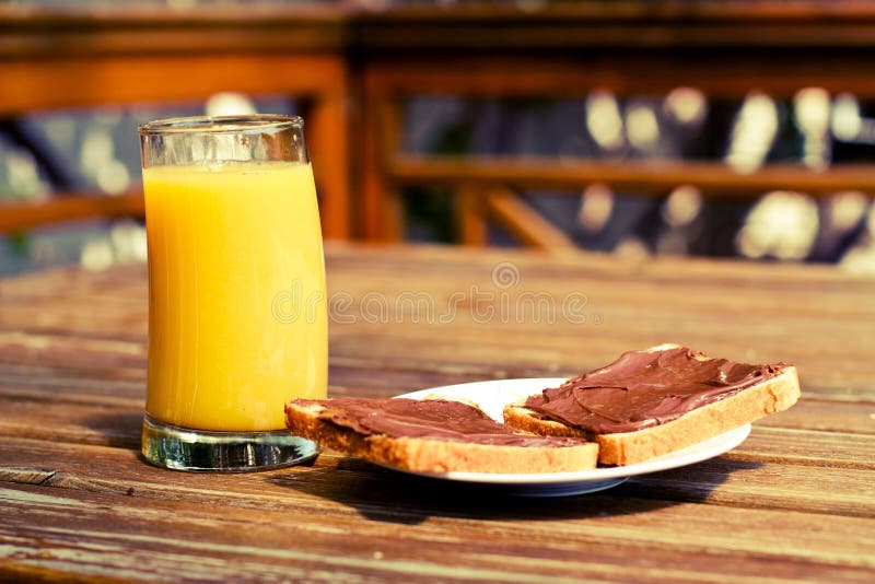 Orange juice and nutella stock photo. Image of orange - 33144288
