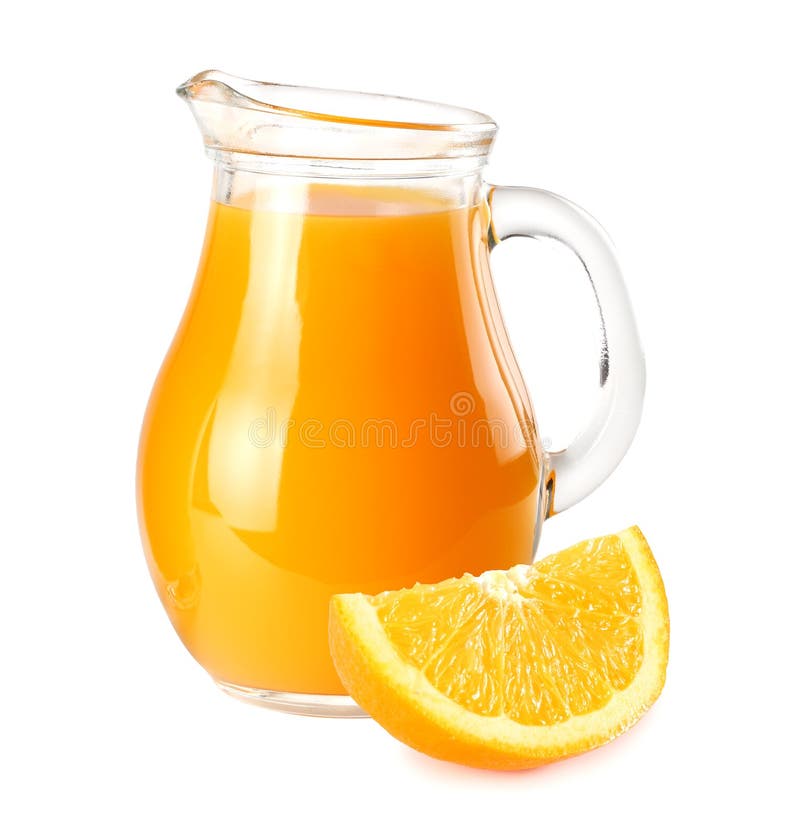 Orange Juice With Orange Slices Isolated On White Background. Juice In ...