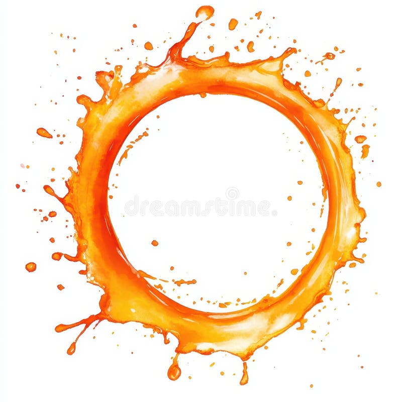 Orange Juice Splash Circle Frame Fresh Drink Stock Illustration ...
