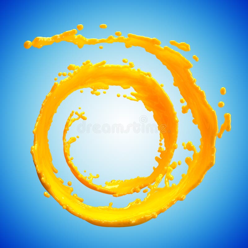 Orange Juice Splash Isolated on Blue Background Stock Illustration ...