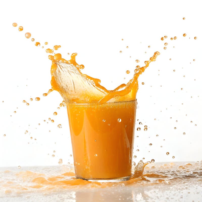 Orange Juice Splash Isolated on White Background Stock Illustration ...