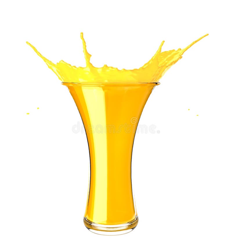 Orange Juice Splash Isolated on White Background. Orange Juice in Glass ...