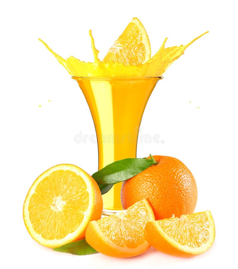 Orange Juice Splash Isolated on White Background. Orange Juice in Glass ...