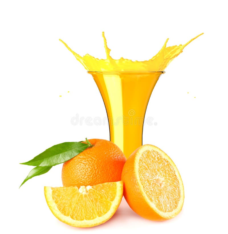 Orange Juice Splash Isolated on White Background. Orange Juice in Glass ...