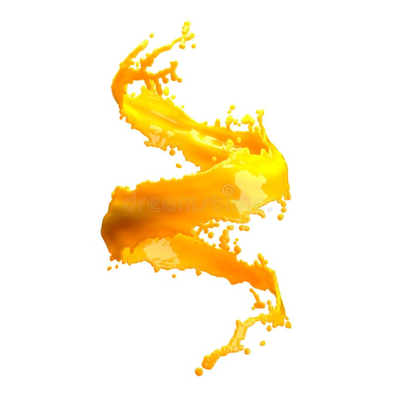 Orange Juice Splash Isolated on White Background Stock Illustration ...
