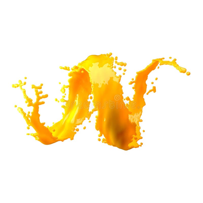 Orange Juice Splash Isolated on White Background Stock Illustration ...