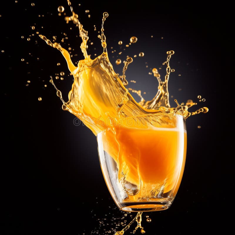 Orange juice with splash stock illustration. Illustration of produce ...
