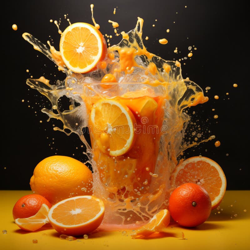 Orange juice with splash stock illustration. Illustration of flower ...