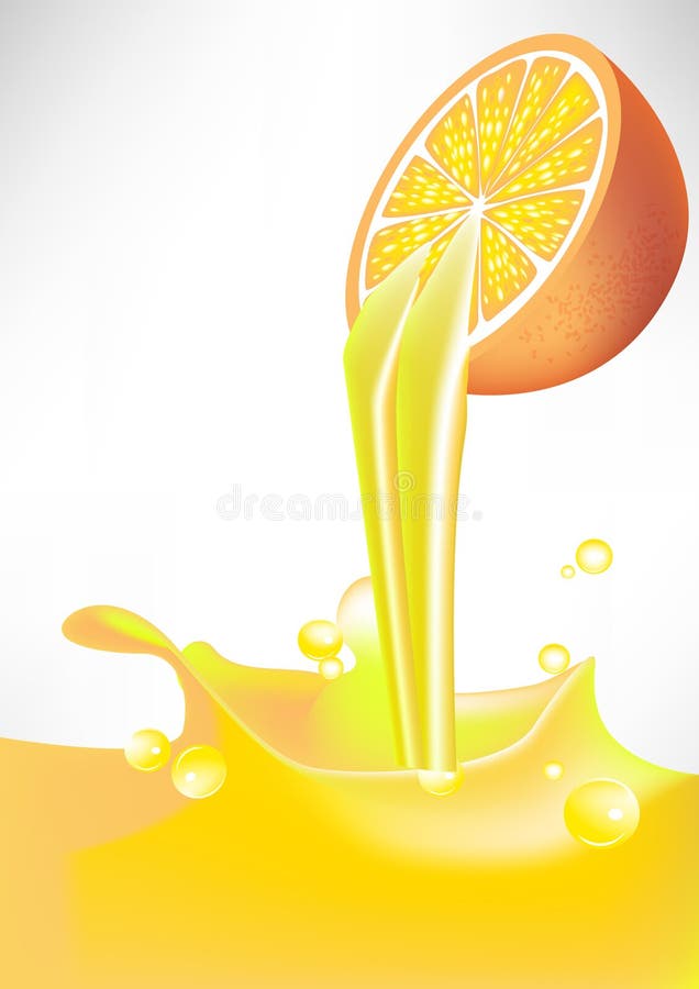 Orange Juice Splash Pouring from Fruit Stock Vector - Illustration of ...