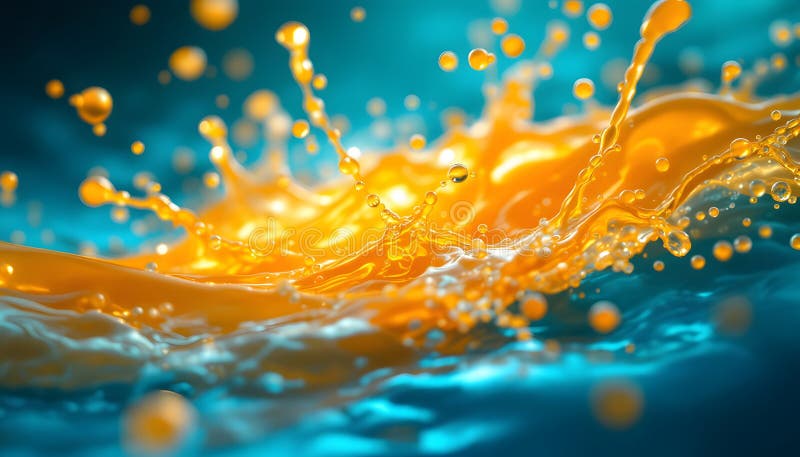 Orange Juice Splash: a Vibrant, Dynamic Teal and Gold Composition Stock ...