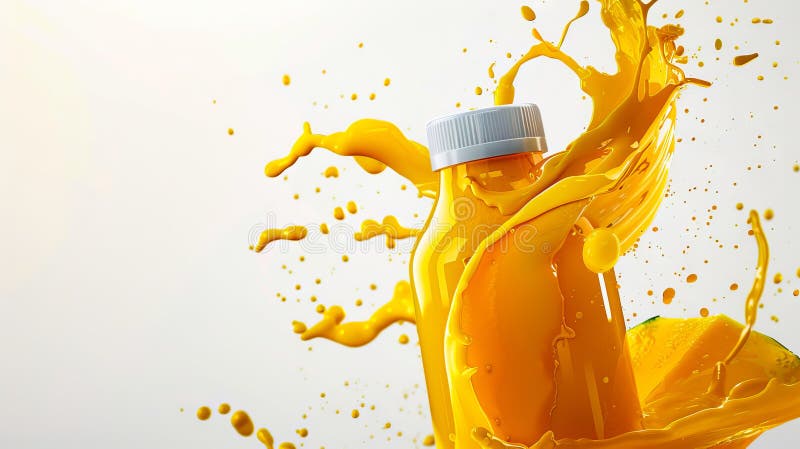 Orange Juice Splashing Out of a Bottle Stock Photo - Image of banana ...