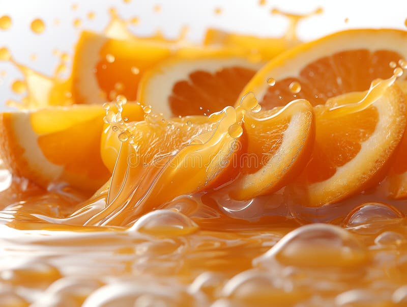 Orange Juice Splashing on White, Orange Juice Splashes from a Cut ...
