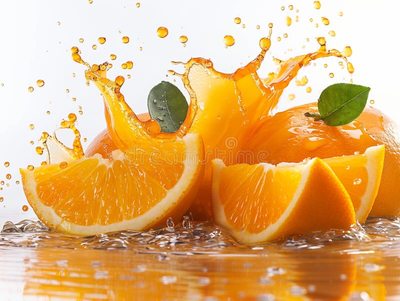 Orange Juice Splashing on White, Orange Juice Splashes from a Cut ...