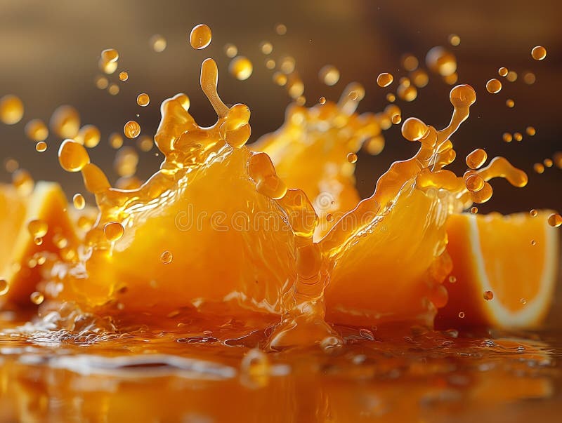Orange Juice Splashing on White, Orange Juice Splashes from a Cut ...