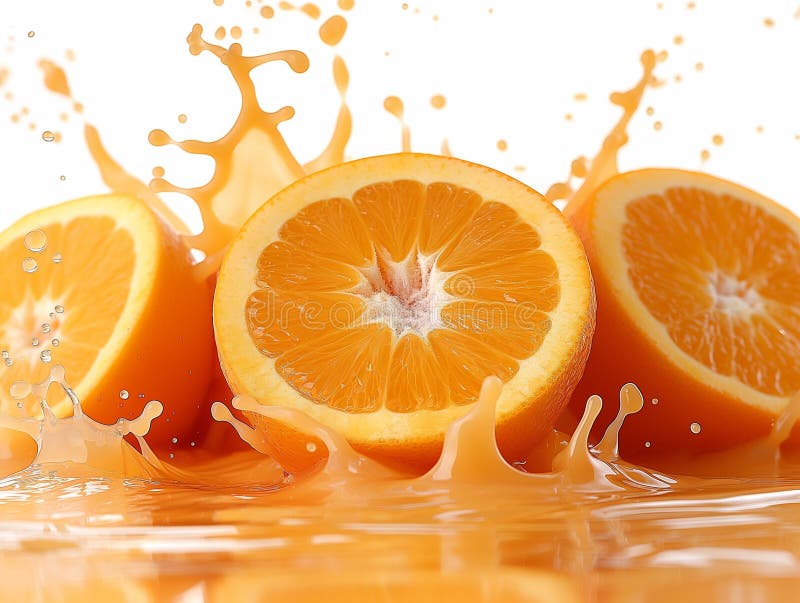 Orange Juice Splashing on White, Orange Juice Splashes from a Cut ...