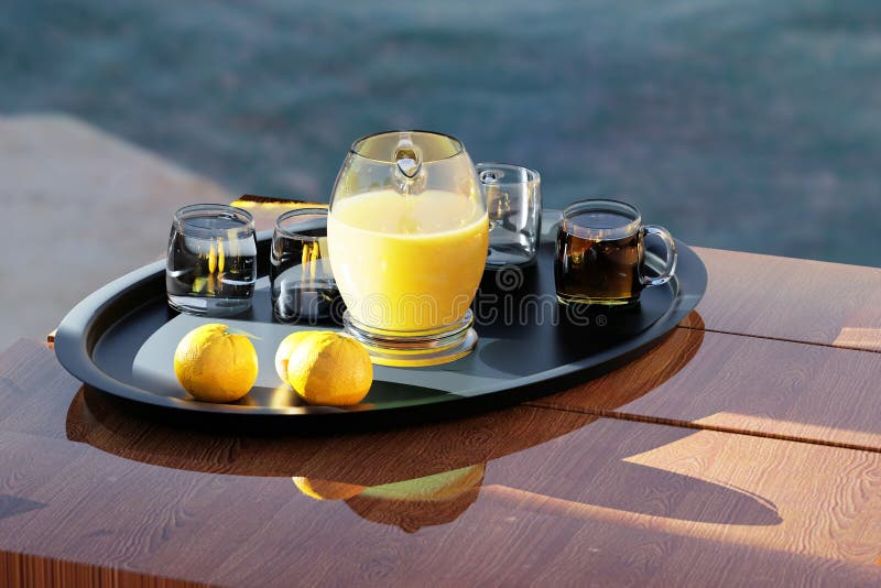 Orange juice on tray stock image. Image of glass, food - 200756765