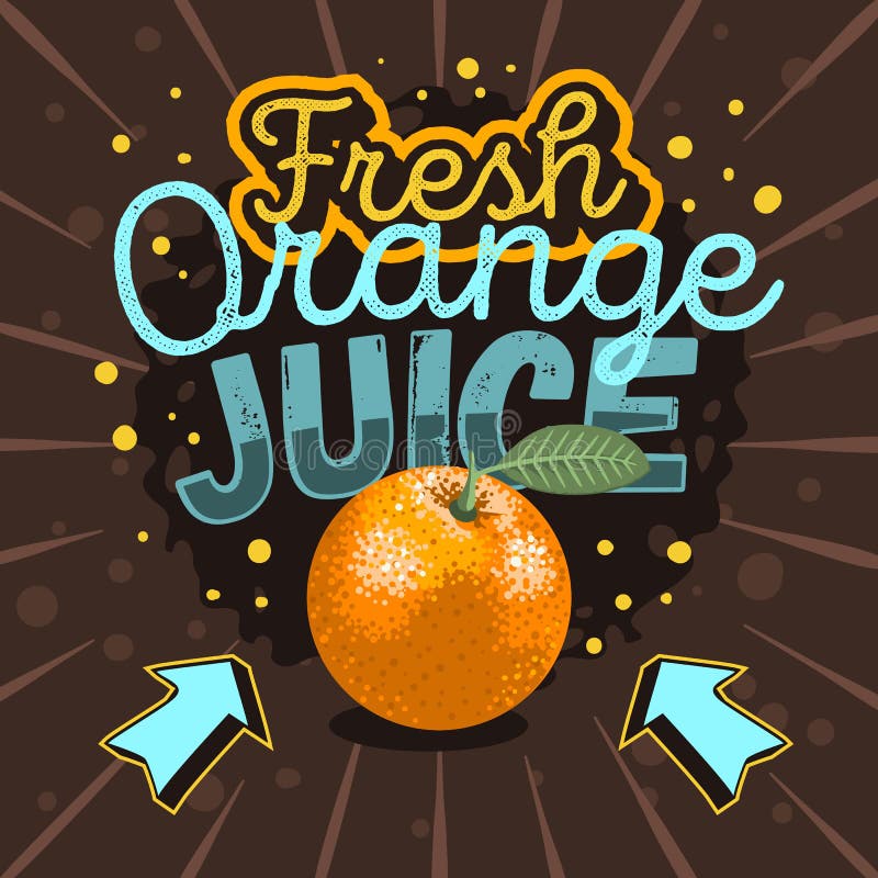 Orange Juice Typographic Design with an Orange with a Leaf Stock Vector ...