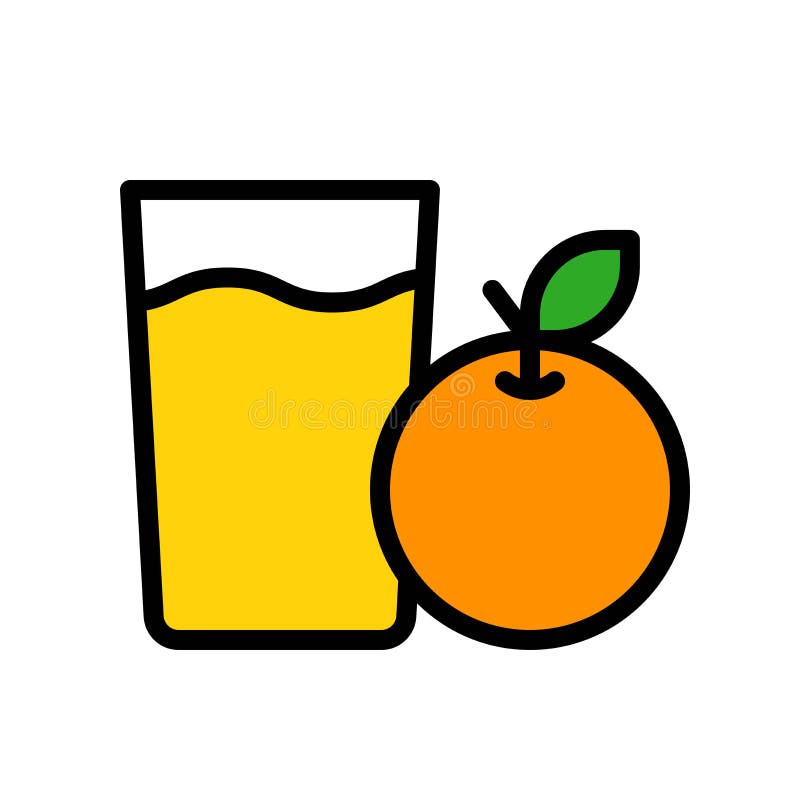 Orange Juice Vector, Beverage Filled Icon Editable Stroke Stock Vector - Illustration of outline ...