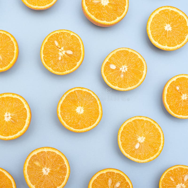 Orange Juicy Oranges Split in Half on Purple Stock Image - Image of ...