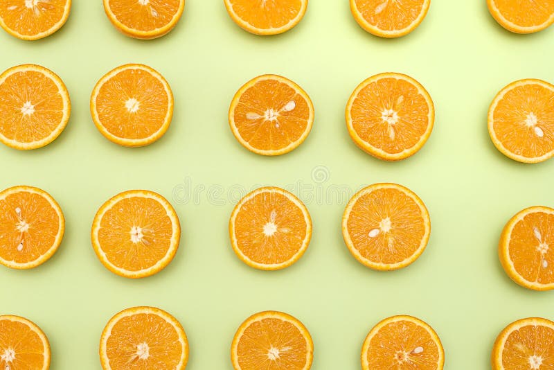 Orange Juicy Oranges Split in Half on Green Stock Image - Image of ...
