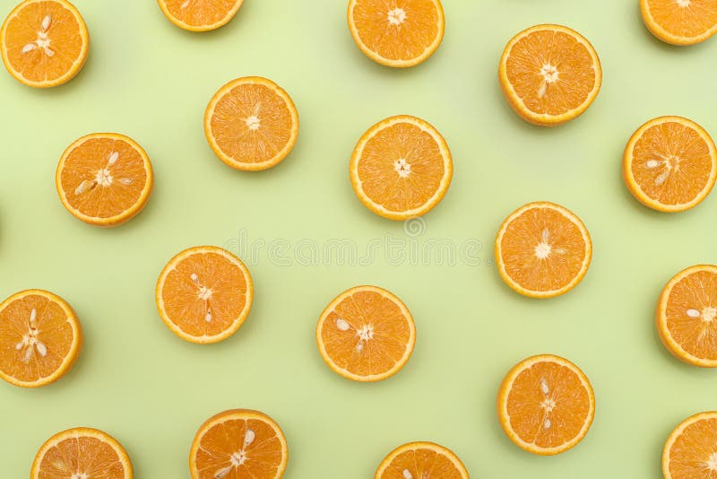 Orange Juicy Oranges Split in Half on Green Stock Photo - Image of ...