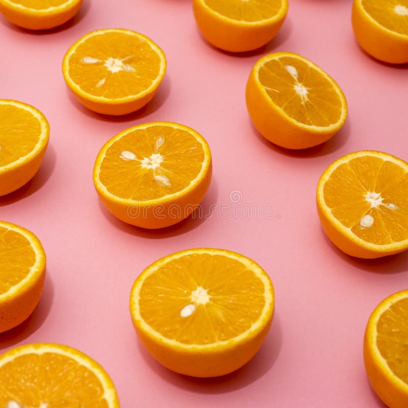 Orange Juicy Oranges Split in Half on Blue Stock Image - Image of slice ...