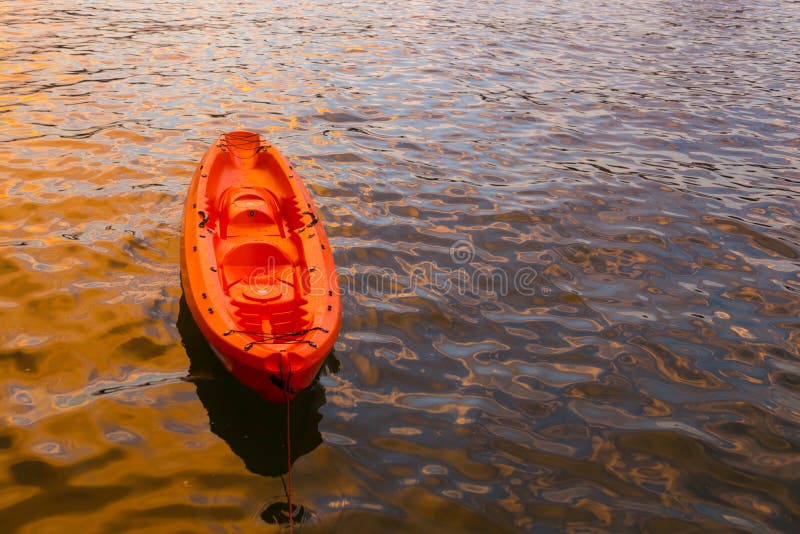 Orange kayak on the sea stock image. Image of kayak - 185608199