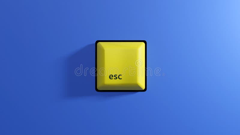 Orange Keyboard Esc Button on Blue Background, 3d Render Stock ...