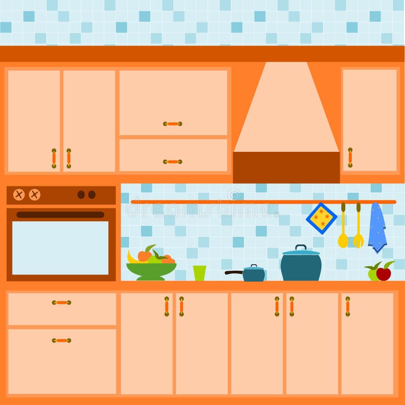 Orange kitchen stock illustration. Illustration of decoration - 16539683