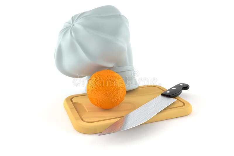 Orange with Kitchen Board and Chef`s Hat Stock Illustration ...