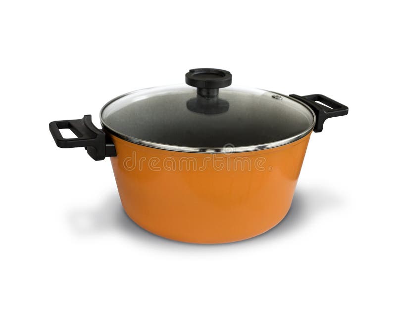 Orange Pot Isolated on White Stock Photo - Image of soup, black: 157129450