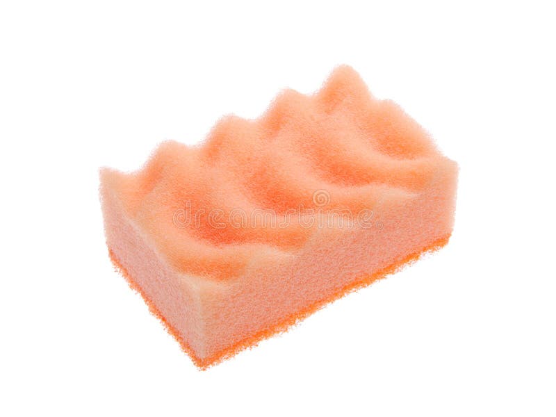 Orange Kitchen Sponge on a White Background. Kitchen Utensils Close-up ...