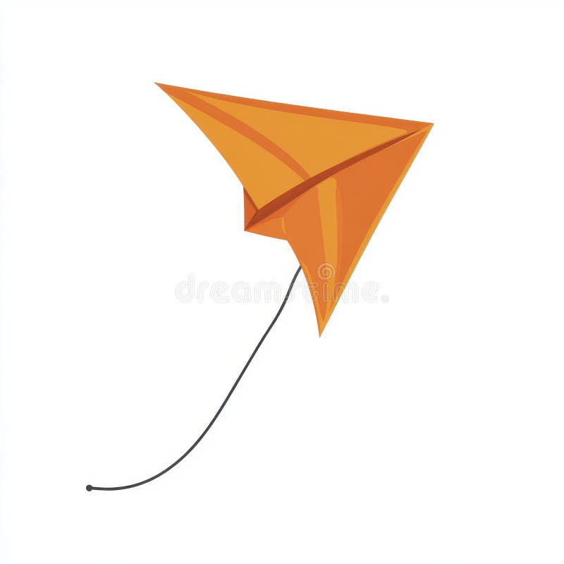 Orange Triangular Kite on White Background Stock Illustration ...