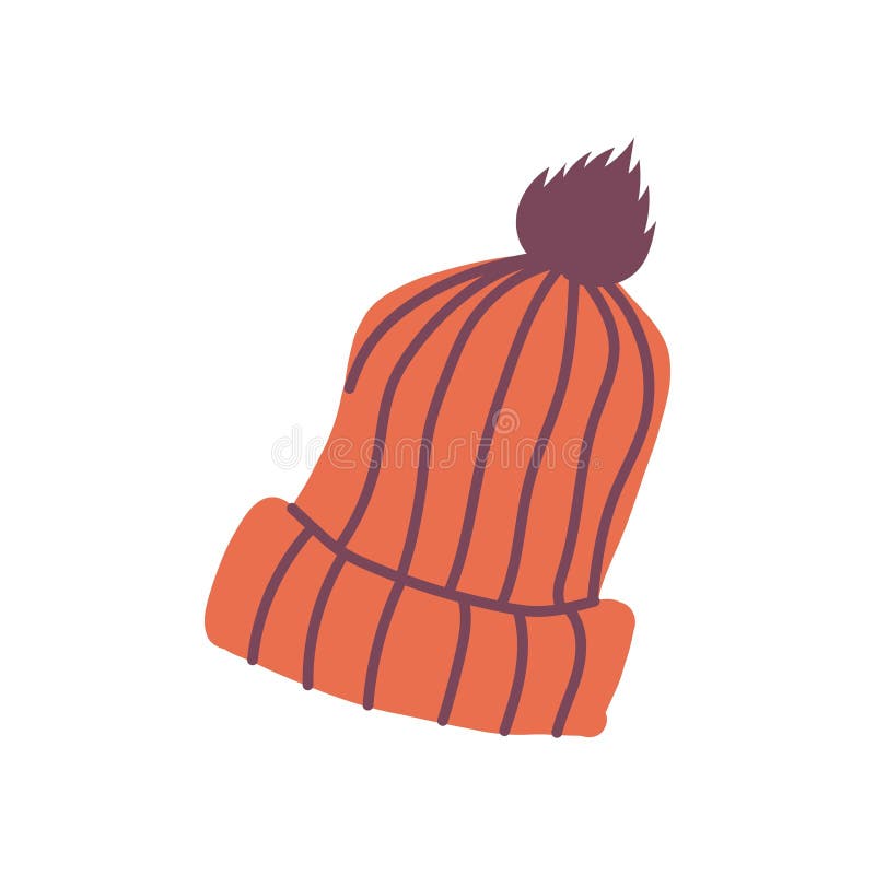 Orange Knit Cap, Cute Hand Drawn Seasonal Object. Vector Illustration ...