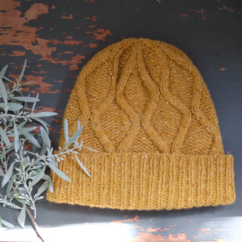Orange knitted cap of wool stock image. Image of cold - 103417453