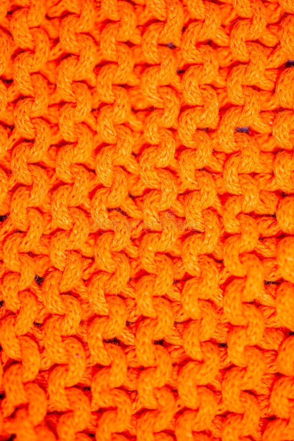 Bright Orange Knitted Fabric Loops Stock Image - Image of knitting ...