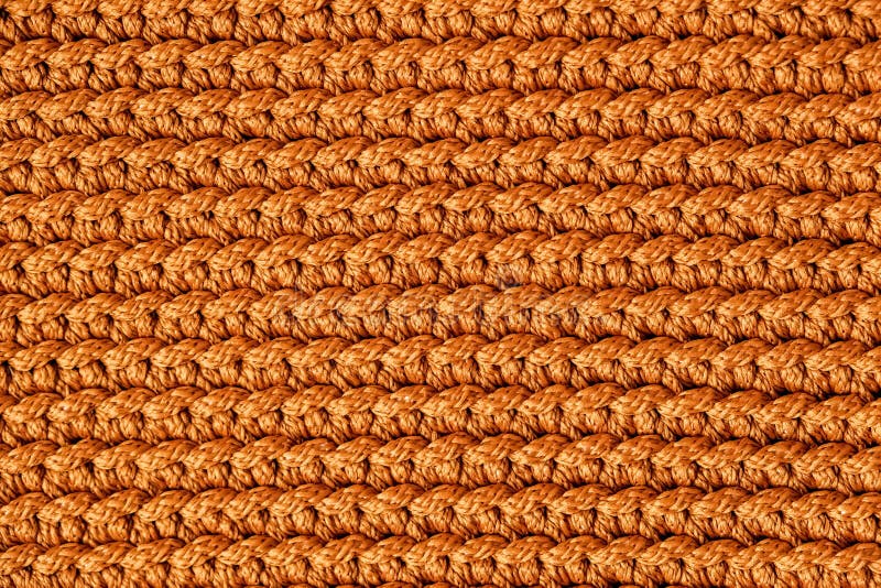 Orange Knitted Fabric Texture Background. Top View Stock Image - Image ...
