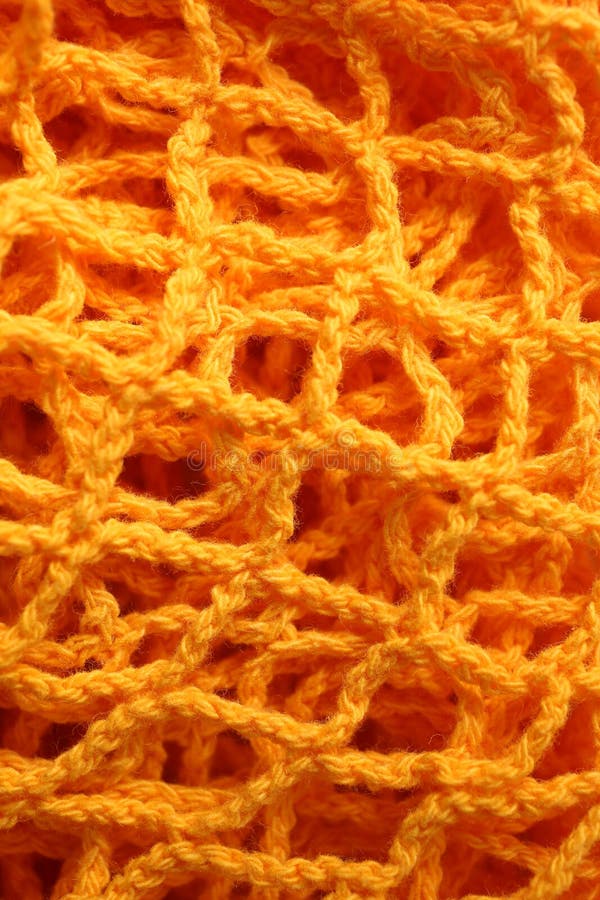 Orange Knitted Net As Background, Closeup View Stock Image - Image of ...