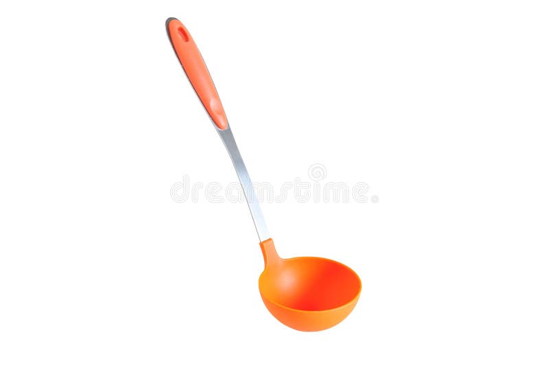 Orange Ladle on White Background, Bright Cutlery Stock Image - Image of ...
