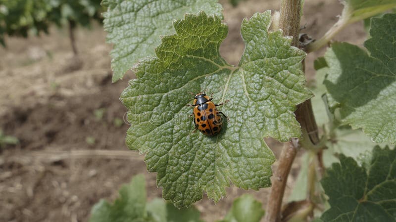 Orange Ladybug Vineyard Leaf Pest Control Agriculture Stock Image ...