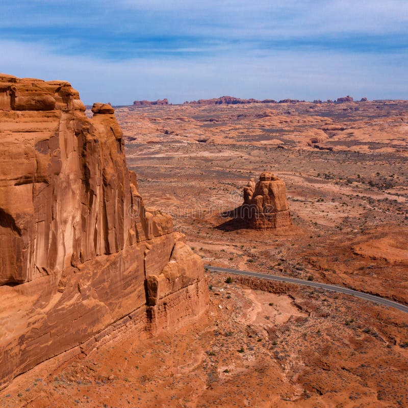 Orange Landscape in the Desert with Road Passing through Large ...