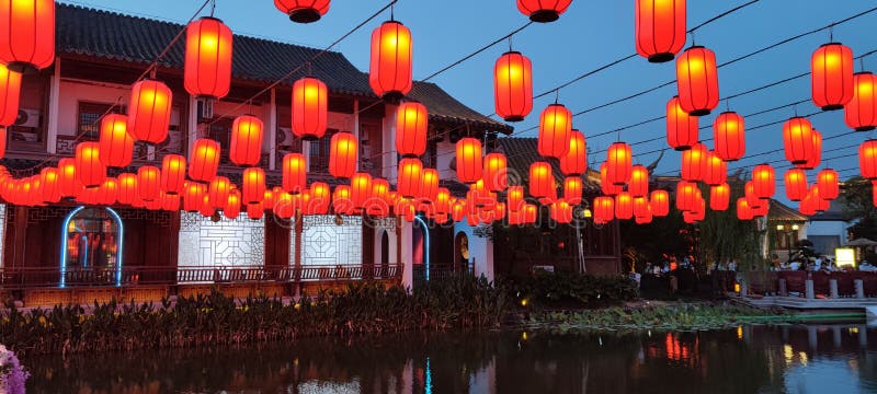 Orange Lantern Decoration in China Stock Photo - Image of ornament ...