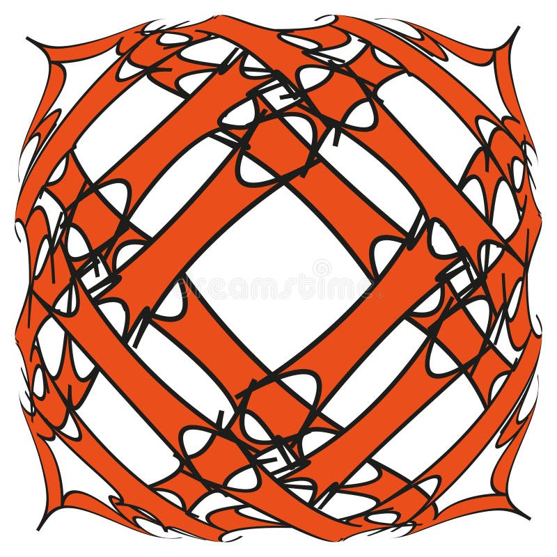 Orange Lattice Icon. Diagonal Weave Motif. Geometric Cage Vector. White ...