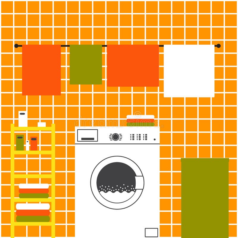 Orange Front Loading Washing Machine Stock Illustrations – 7 Orange ...