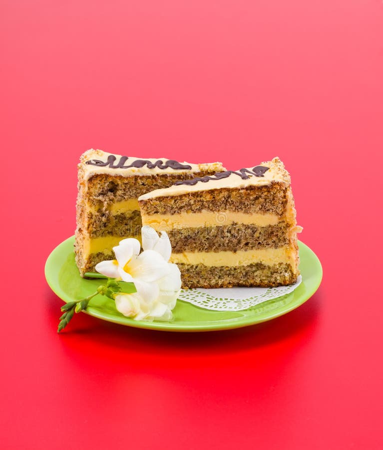 Orange layer cake stock image. Image of decorated, food - 34860833