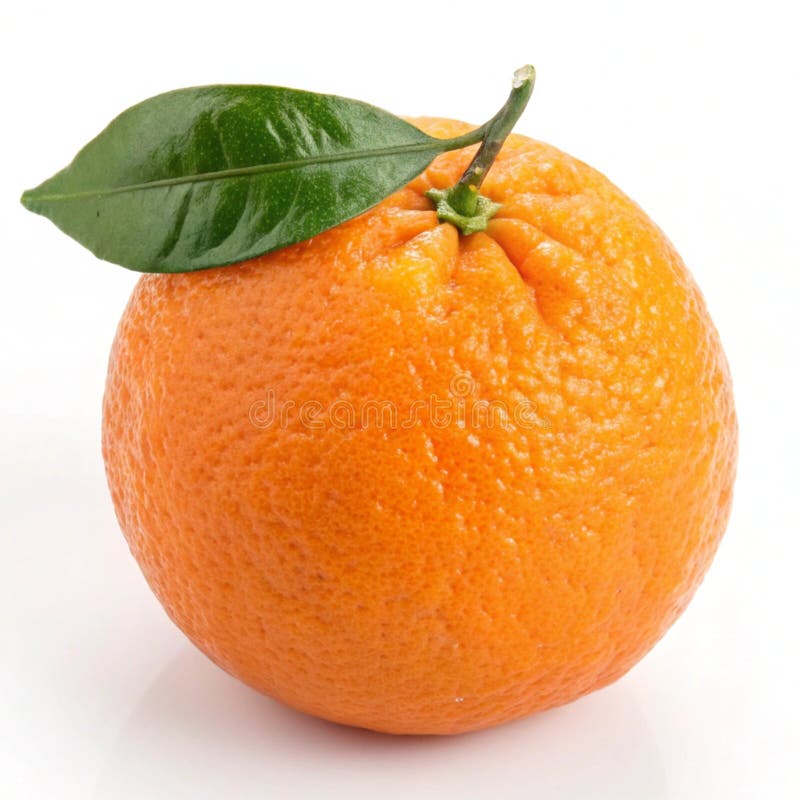 An Orange with a Leaf on it Stock Illustration - Illustration of tomato ...